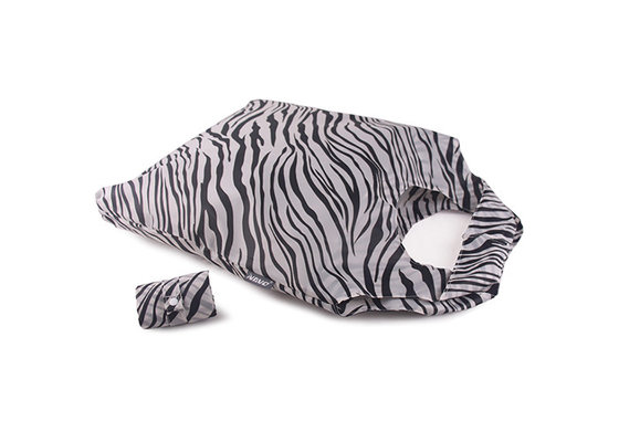 Black And White Zebra Stripes Folding Tote Bag , Large Capacity Eco Shopping Bag