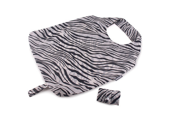 Black And White Zebra Stripes Folding Tote Bag , Large Capacity Eco Shopping Bag