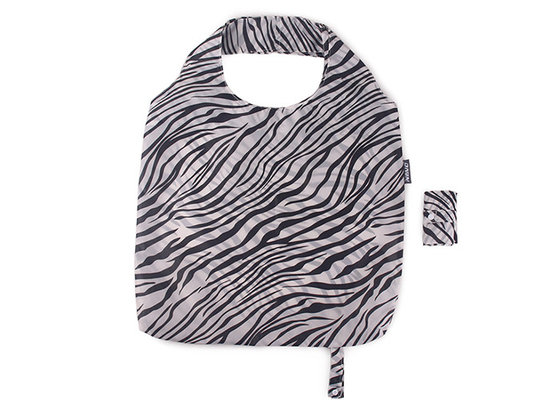 Black And White Zebra Stripes Folding Tote Bag , Large Capacity Eco Shopping Bag
