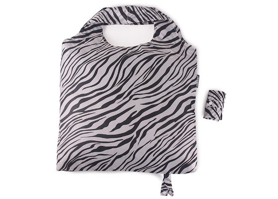 Black And White Zebra Stripes Folding Tote Bag , Large Capacity Eco Shopping Bag