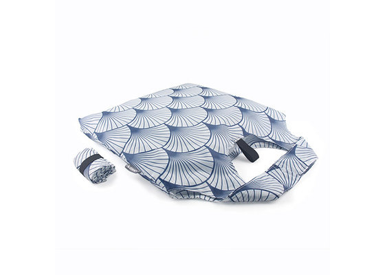 210D Polyester Foldable Tote Bag White Wonderful Lotus Sublimation Printing