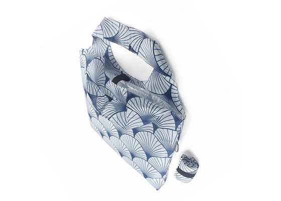 210D Polyester Foldable Tote Bag White Wonderful Lotus Sublimation Printing