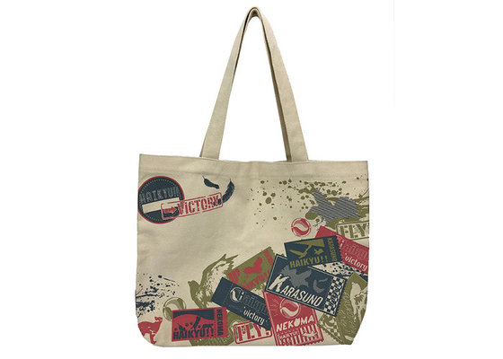 Stylish Custom Print 12A 100% Cotton Canvas Bag Zipper Closure Eco Friendly