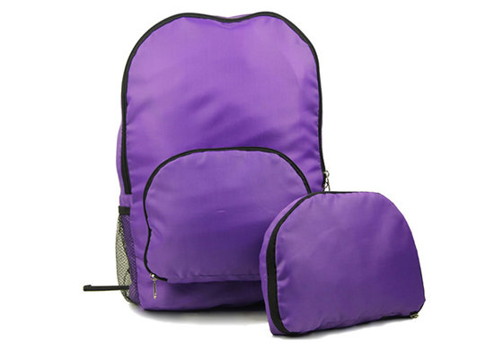 Purple Waterproof Folding Backpack Purse Main Front Inner Side Package