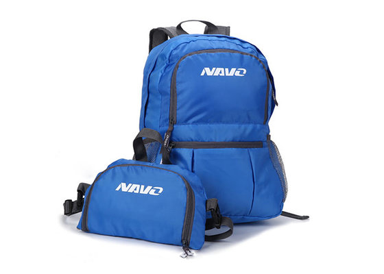 Scratch Proof Hiking Waterproof Folding Backpack Bag Ripstop Anti Wrinkle Blue 300d Polyester