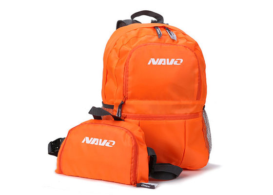 Orange Color 300d Polyester Foldable Laptop Backpack With Zipper Front
