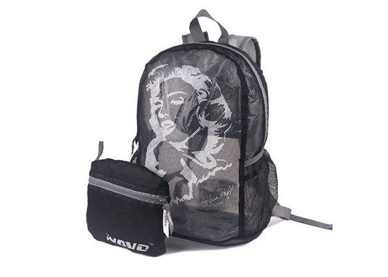 Blue Pink Duffle Waterproof Folding Backpack Bag For Outside , Nylon Collapsible Rucksack