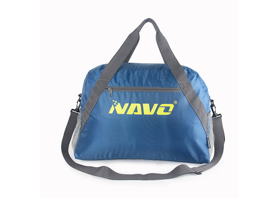 Blue BSCI Sedex 4P Promotion Foldable Luggage Bag , Fold Up Travel Bag