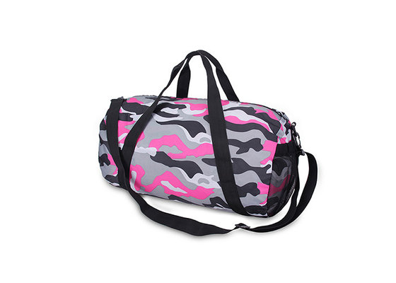 Black Pink Grey 600D Plyester Foldable Travel Duffel Bag With Black Pp Webbing