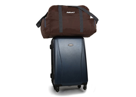 Brown Travel Trolley Bags , Foldable Travel Bag Removable Shoulder Strap Front Zipper