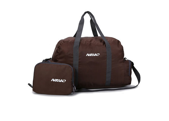 Brown Travel Trolley Bags , Foldable Travel Bag Removable Shoulder Strap Front Zipper
