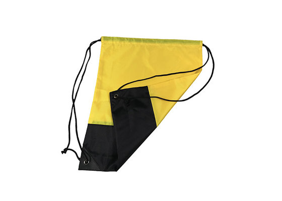 Sport Custom Nylon Drawstring Backpack Eco Friendly Black Yellow Two Color