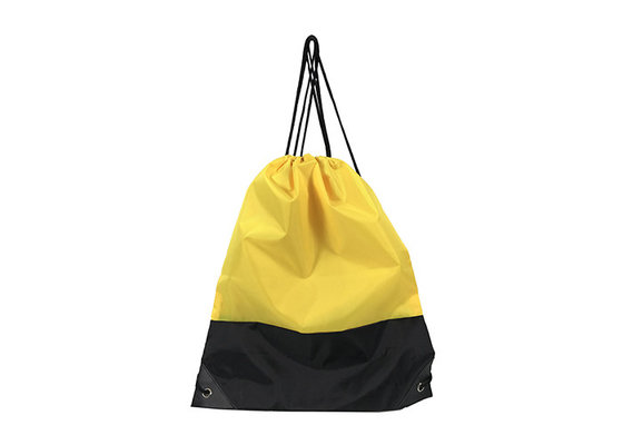 Sport Custom Nylon Drawstring Backpack Eco Friendly Black Yellow Two Color