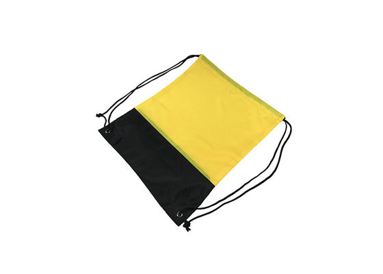 Sport Custom Nylon Drawstring Backpack Eco Friendly Black Yellow Two Color