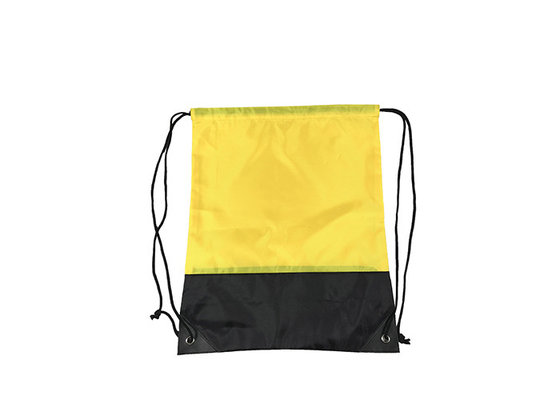 Sport Custom Nylon Drawstring Backpack Eco Friendly Black Yellow Two Color