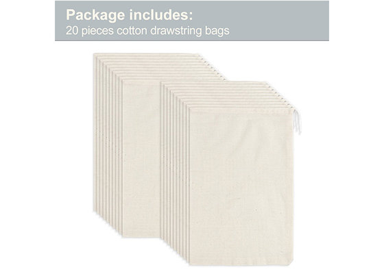 100% Eco Friendly Natural Cotton Drawstring Bags Various Size Custom Logo