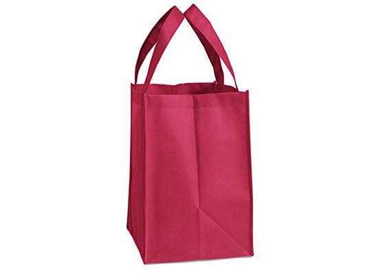 Red Reusable Large Capacity Non Woven Carry Bags Stronger Top To Bottom Handle