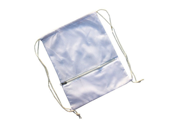 210D Polyester Mesh Personalized Drawstring Backpack With Zipper Pocket