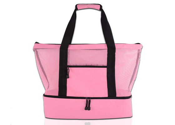 Wine Camping Collapsible Polyester Insulated Cooler Tote Bags Top Zipper Closure Design
