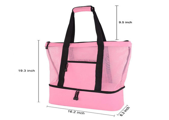 Wine Camping Collapsible Polyester Insulated Cooler Tote Bags Top Zipper Closure Design