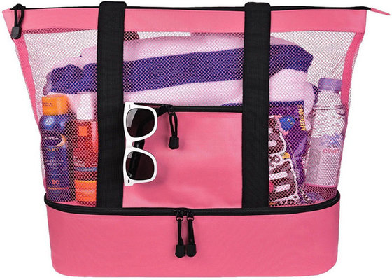 Wine Camping Collapsible Polyester Insulated Cooler Tote Bags Top Zipper Closure Design
