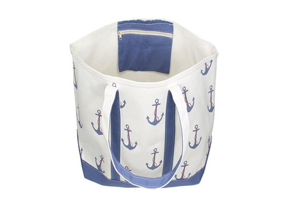 Beach Biodegradable Canvas Shopping Bags Eco Friendly With Custom Inside Pocket