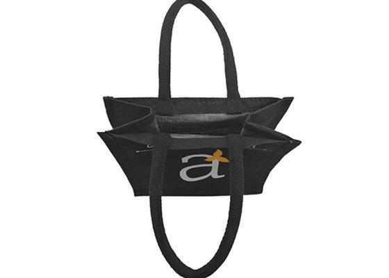 Black Recycle Eco Fabric Custom Tote Bag 26*26cm Small Size Shopping Bag