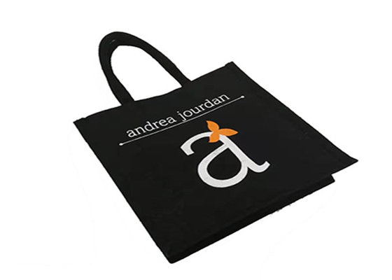 Black Recycle Eco Fabric Custom Tote Bag 26*26cm Small Size Shopping Bag