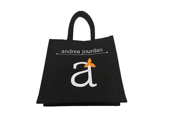 Black Recycle Eco Fabric Custom Tote Bag 26*26cm Small Size Shopping Bag
