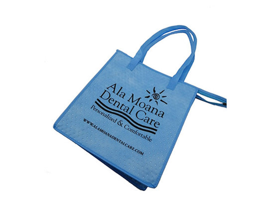 Blue Insulated Portable Cooler Bag , Non Woven Tote Bag Large With Zipper