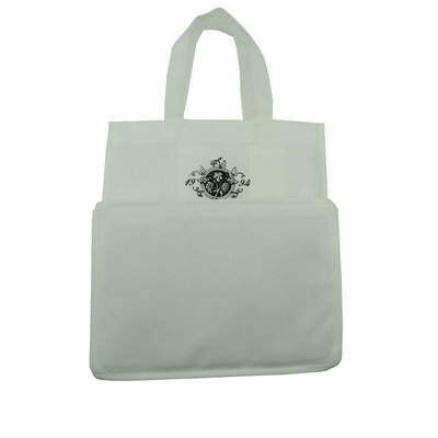 White 6 Bottles Non Woven Tote Bags PP Non Woven Fabric Carry Bag Handle Style