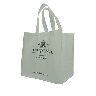 White 6 Bottles Non Woven Tote Bags PP Non Woven Fabric Carry Bag Handle Style