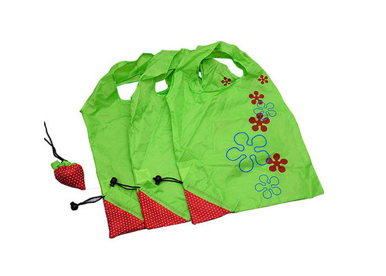 Strawberry Shape Polyester Folding Tote Bag 190T Polyester Material OEM / ODM