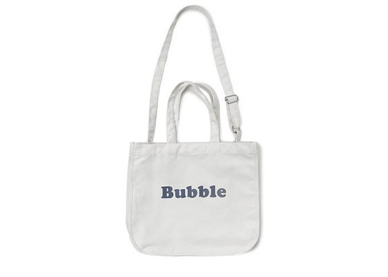 White 300D Cotton Canvas Shopping Bags 40*30cm Size With Button And Zipper