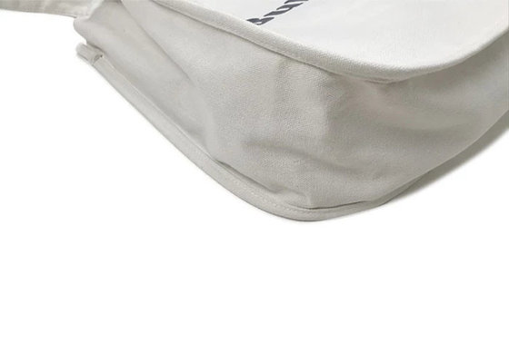 White 300D Cotton Canvas Shopping Bags 40*30cm Size With Button And Zipper