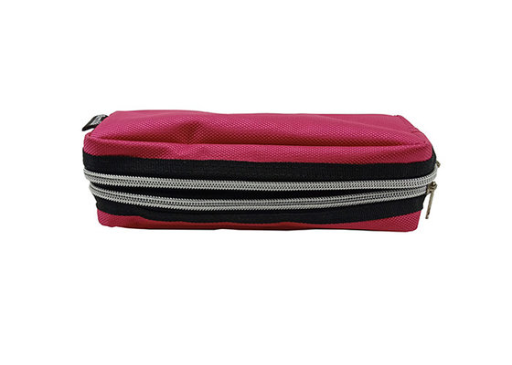 Red Recycle 300D Polyester Pen Bag With Zipper Eco Friendly Grocery Bag