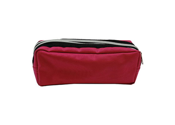 Red Recycle 300D Polyester Pen Bag With Zipper Eco Friendly Grocery Bag