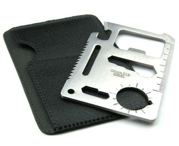 11-Function Stainless Steel Credit Card Size Survival Pocket Tool Knives