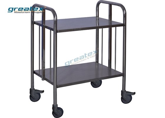 Movable Stainless Steel Food Trolley Hospital 2 / 3 Ties Optional Size With Wheels