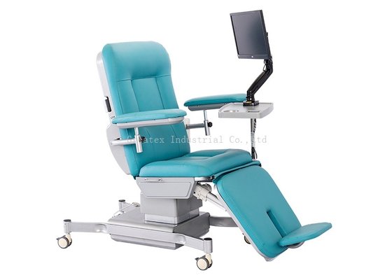 Linak Motorized Dialysis Recliner Chairs , Reclining Blood Draw Chair Blue Color