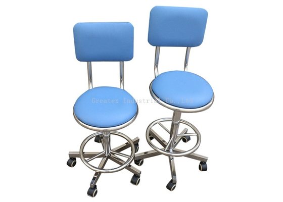 Stainless Steel Hospital Ward Furniture , Hospital Revolving Stool 5 Wheels