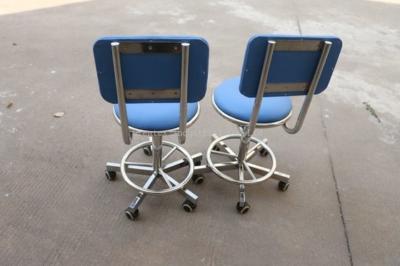Stainless Steel Hospital Ward Furniture , Hospital Revolving Stool 5 Wheels