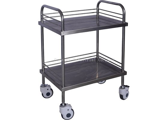 Two Tier Stainless Steel Medical Trolley , Stainless Steel Surgical Trolley