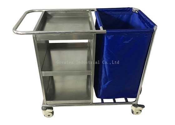 Medical Stainless Steel Linen Trolley Three Shelves 1050mm x 500mm x 950mm