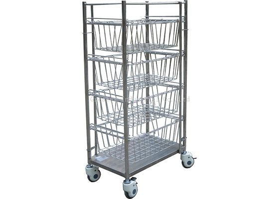 Easy Cleaning Stainless Steel Storage Trolley With Flexible Mobile Sliding Basket