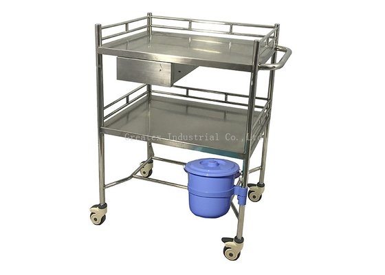 304 Stainless Steel Medical Trolley , Stainless Steel 2 Tier Trolley Durable