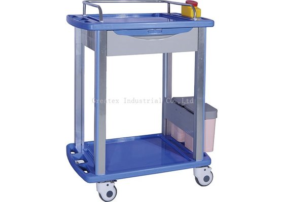 Clinic Plastic Medical Trolley Cart , Emergency Carts Hospital Luxurious Noiseless Casters