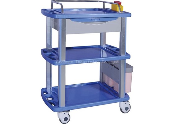 Clinic Plastic Medical Trolley Cart , Emergency Carts Hospital Luxurious Noiseless Casters