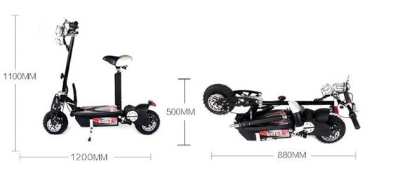 140mm Disc Brakes Front / Rear 36V Folding Electric Scooter Bike 1000w