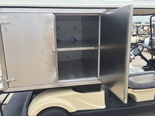 Safety Battery Operated Electric Utility Vehicle , Street Car Golf Cart With Steel Box